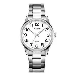 Casio Analog Watch With White Dial And Stainless Steel Strap - Silver