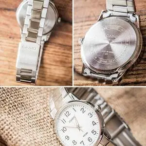 Casio Analog Watch With White Dial And Stainless Steel Strap