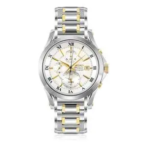 SEIKO Premier Chronograph Watch With Two-tone Stainless Steel Bracelet - Gold