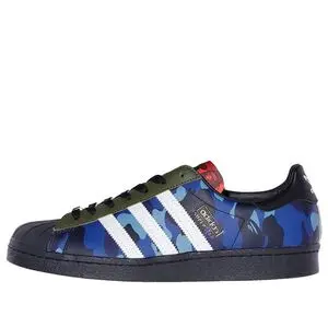 Adidas X Bape Superstar Mixed Camo Sneakers - Black/blue/red