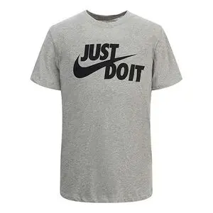 Nike Tee Just Do It Swoosh Casual Sports Round Neck Short Sleeve Gray - Grey