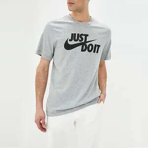 Nike Tee Just Do It Swoosh Casual Sports Round Neck Short Sleeve Gray - Grey