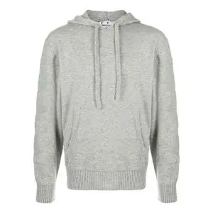 Off-White Hooded Sweater With Sleeve Detail - Grey