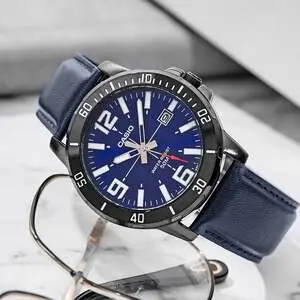 Casio Classic Analog Watch With Leather Strap - Blue