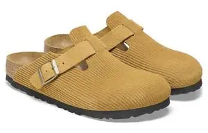 BIRKENSTOCK Boston Suede Embossed Clogs - Tan