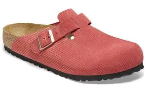BIRKENSTOCK Boston Suede Embossed Clogs - Red