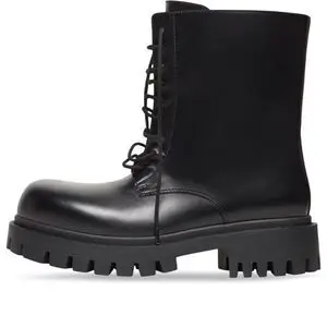 Balenciaga Sergent Leather Combat Boots - Black
