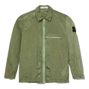 Stone Island Zip Up Jacket With Compass Patch - Sage