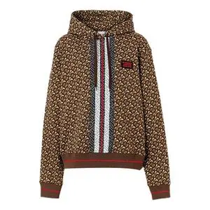 Burberry Monogram Print Cotton Hoodie - Brown