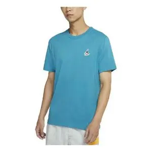 JORDAN Printing Short Sleeve Casual Embroidered Short Sleeve T-shirt - Blue