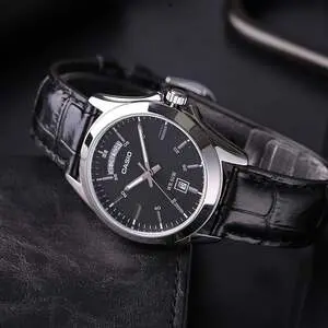 Casio Analog Watch With Leather Strap