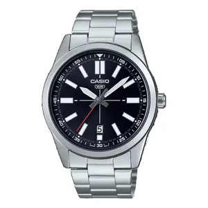Casio Stainless Steel Dress Watch With Date Display - Black