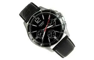 Casio Analog Quartz Watch With Leather Strap