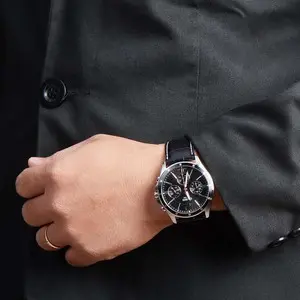 Casio Analog Quartz Watch With Leather Strap