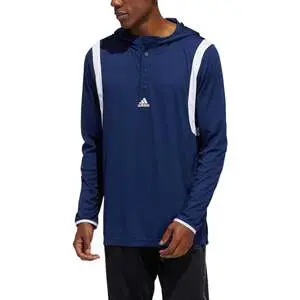 Adidas Logo Long Sleeve Button Detail Hoodie