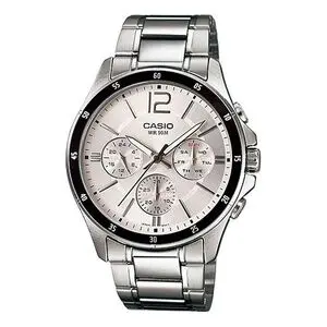 Casio Stainless Steel Analog Watch With Water Resistance - White