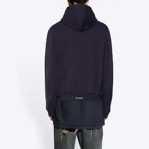 Balenciaga Tab Worn-out Zip-up Hoodie - Black