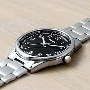 Casio Classic Analog Watch With Silver Stainless Steel Strap - Black