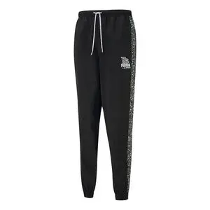 PUMA X Mr Doodle Crossover Sports Graffiti Drawstring Woven Long Pants Black