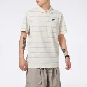PUMA Downtown Stripe Polo Tee Shirt 'beige - Beige/green