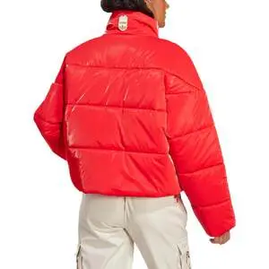 Adidas Puffer Jacket With Stand Collar - Red