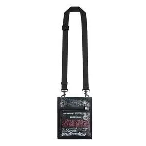Balenciaga Explorer Small Pouch With Strap Diy Metal Allover - Black