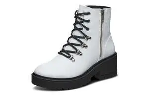 Sketchers High Top Combat Boots With Zip And Lace-up Closure
