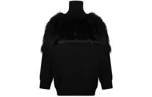 Balenciaga Zip Up Turtleneck Sweater With Fur Detail