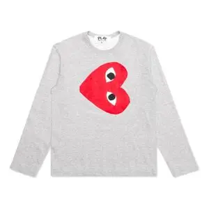 Play Comme Des Garcon Side Heart Long Sleeves Tee - Grey