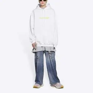 Balenciaga Copyright Logo Print Medium Fit Hoodie - White