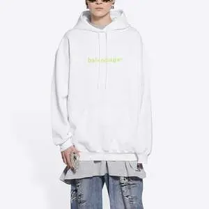Balenciaga Copyright Logo Print Medium Fit Hoodie - White