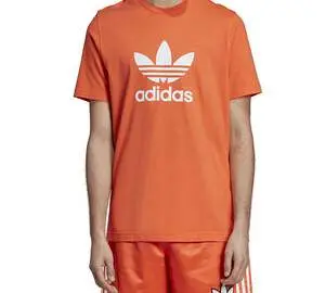 Adidas Originals Trefoil Chest Logo Sports Short Sleeve Orange Yellow - Orangeyellow