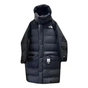 The North Face Logo Hooded Puffer Coat - Black