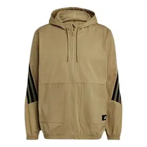 Adidas Hooded Windproof Athleisure Casual Sports Jacket - Khaki
