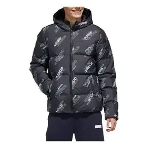 Adidas Neo Logo Print Hooded Down Jacket - Default Color