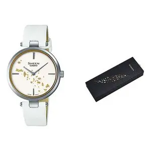 Casio Sheen Analog Quartz Watch With Sapphire Crystal And Leather Strap - White