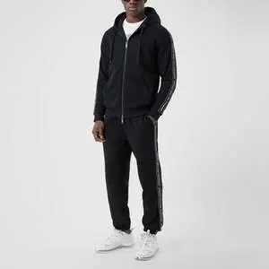 Burberry Logo Cotton Zip-up Hooded Top - Black
