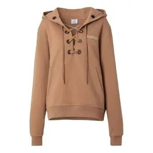 Burberry Cotton Loose Hoodie With Lace-up Detail