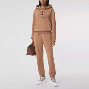 Burberry Cotton Loose Hoodie With Lace-up Detail