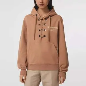 Burberry Cotton Loose Hoodie With Lace-up Detail