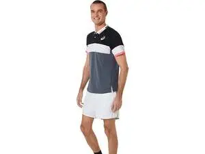 Asics Match Polo Shirt 'performance Black Carrier Grey - Black/white/grey
