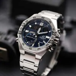 Casio Edifice Stainless Steel Analog-digital Watch - Blue