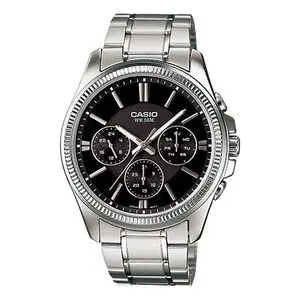 Casio Stainless Steel Quartz Watch With Analog Display - Black