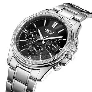 Casio Stainless Steel Quartz Watch With Analog Display