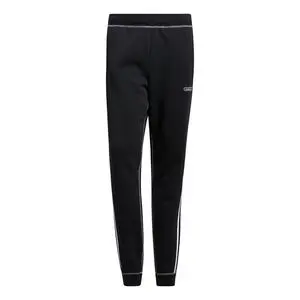 Adidas Originals Cntrst Stitch Contrasting Colors Fleece Lined Stay Warm Bundle Feet Sports Pants - Black