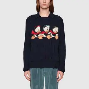 Gucci X Disney "three Little Pigs" Ribbed Turtleneck Sweater