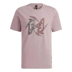 Adidas Wj T Gfx Martial Arts Series Word Printing Round Neck Short Sleeve Purple Pink T-shirt - Default Color