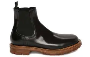 Alexander McQueen Shiny Leather Chelsea Boots - Black/brown