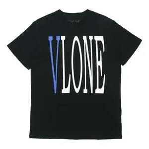 VLONE Large Logo Round Neck Short Sleeve T-shirt 'black Blue - Black/blue