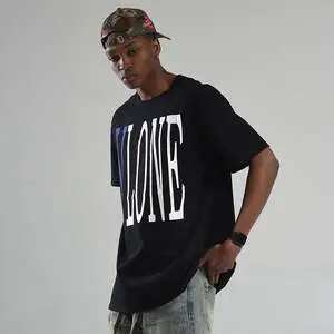 VLONE Large Logo Round Neck Short Sleeve T-shirt 'black Blue - Black/blue